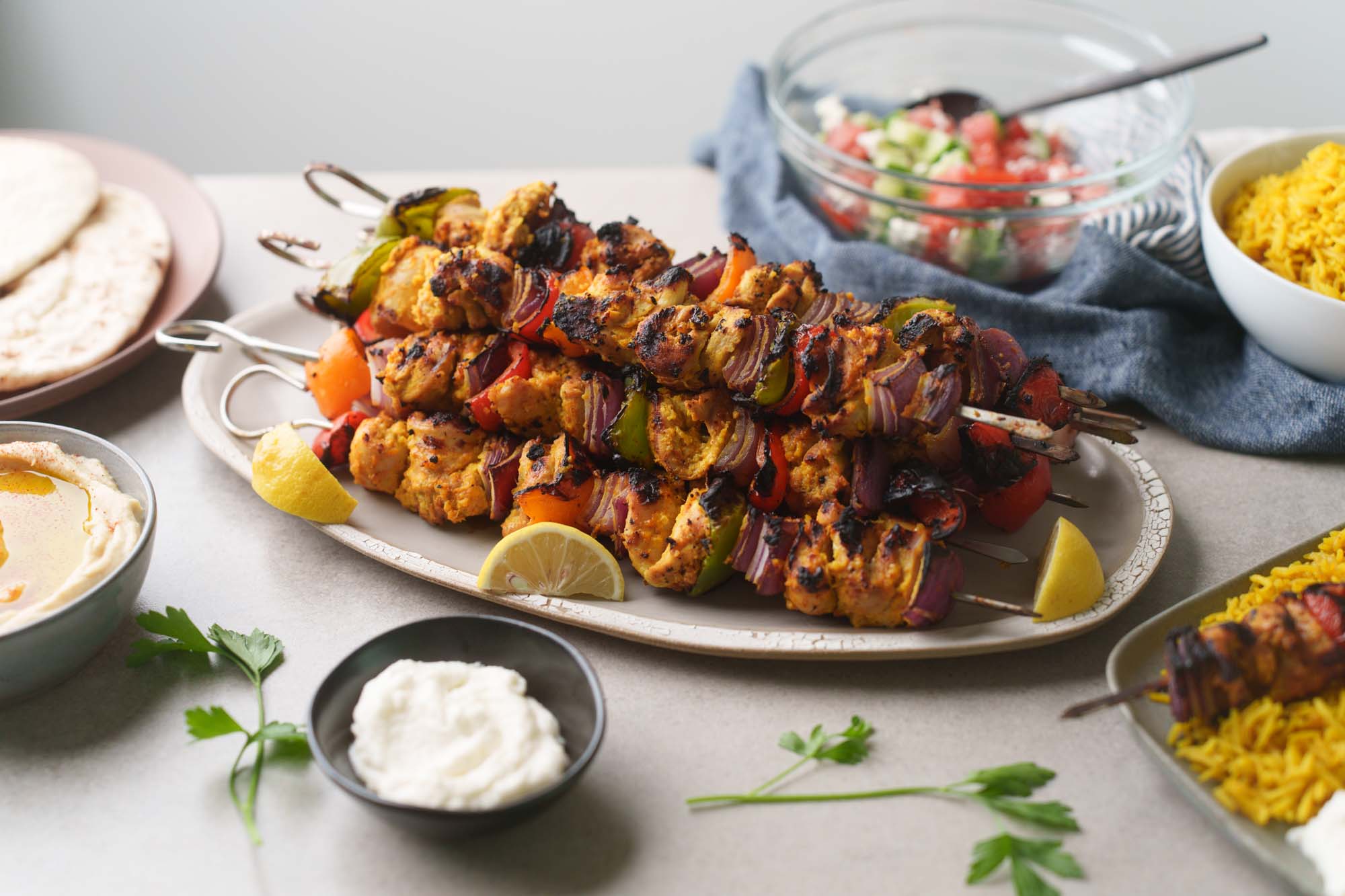 Grilled Chicken Kabobs (Middle Eastern Style) - Hungry Huy