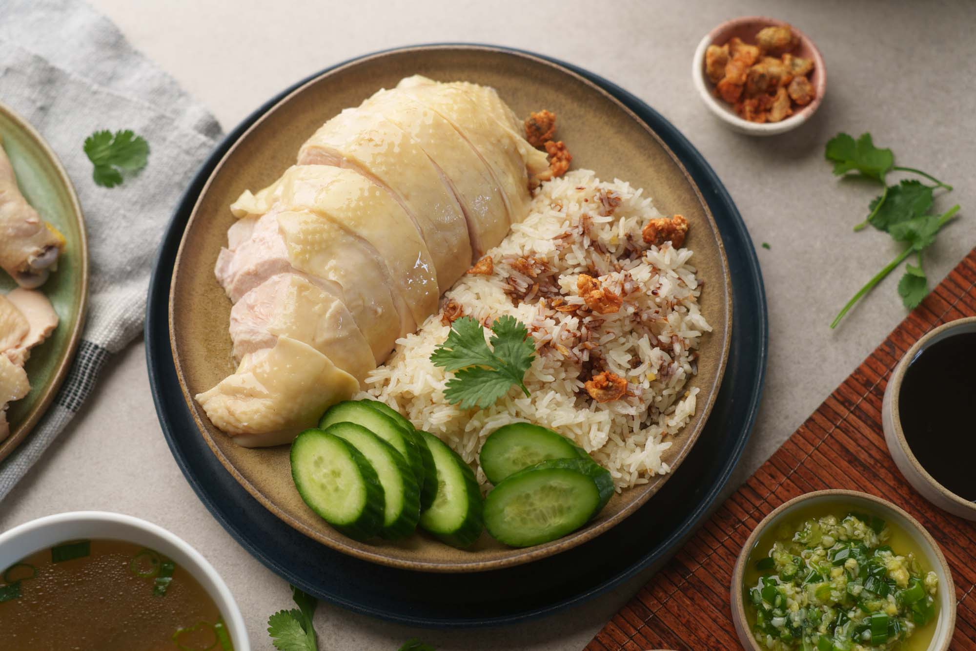 Hainanese Chicken Rice Recipe w/ 3 Dipping Sauces - Hungry Huy