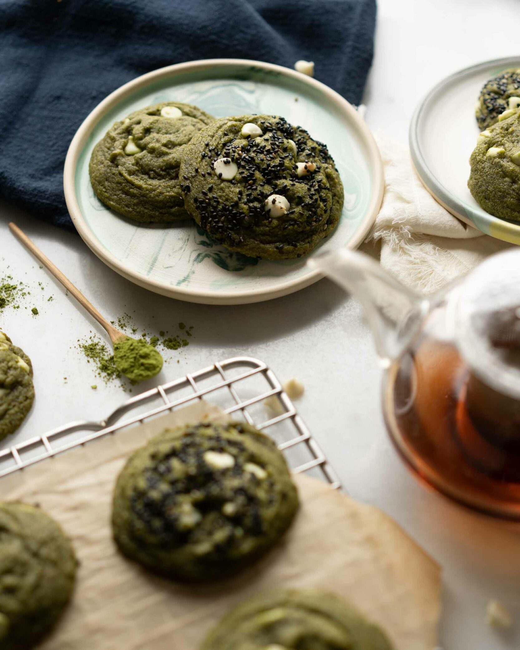 Matcha Cookies w/ White Chocolate Chips - Hungry Huy