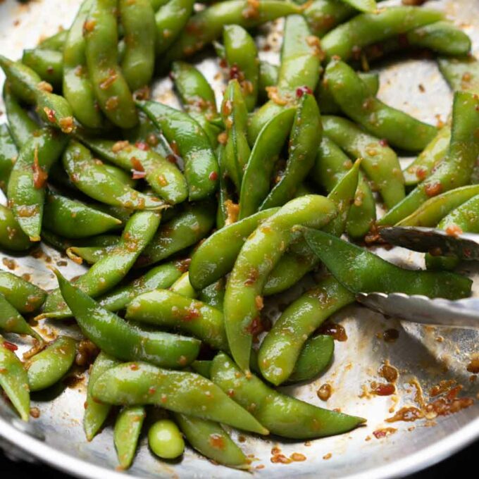 Spicy Edamame w/ Chili, Garlic & Ginger - Hungry Huy