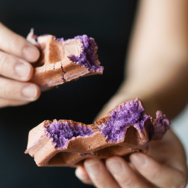 Ube Waffles (Crispy Outside & Chewy Mochi-Like Inside) - Hungry Huy